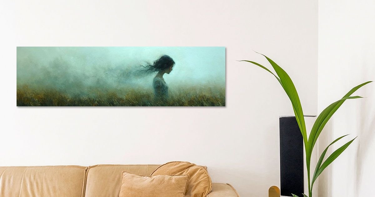 Vrouw Natuur | Solitude Unbound van Kunst Kriebels op canvas, behang en meer